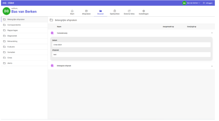 Hoe kan ik mijn dossier bekijken in mQ-Client? – Helpdesk Digitale Zorg